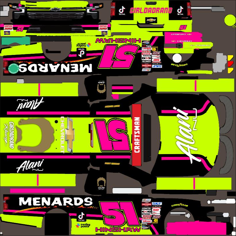 #51 Randy Hinshaw II Alani Nu Neon/Pink Silverado RST 2024 by Randy ...