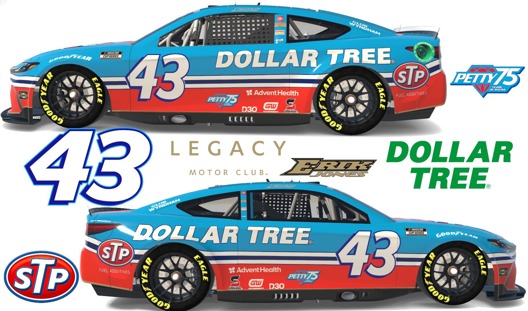 Erik Jones 2024 STP throwback (#43) by Benjamin W. Rogers - Trading Paints