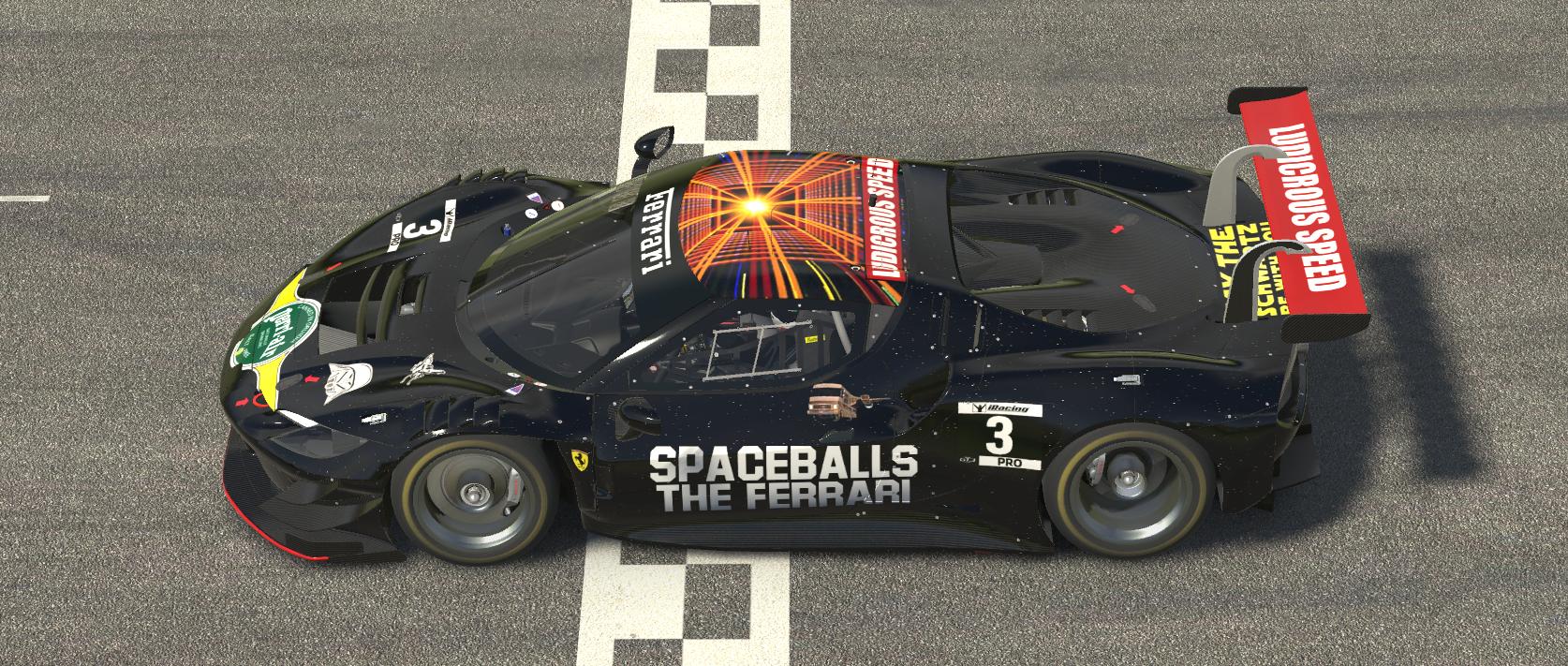 Spaceballs Ferrari 296 GT3 IMSA decals by Brendon Philippe - Trading Paints