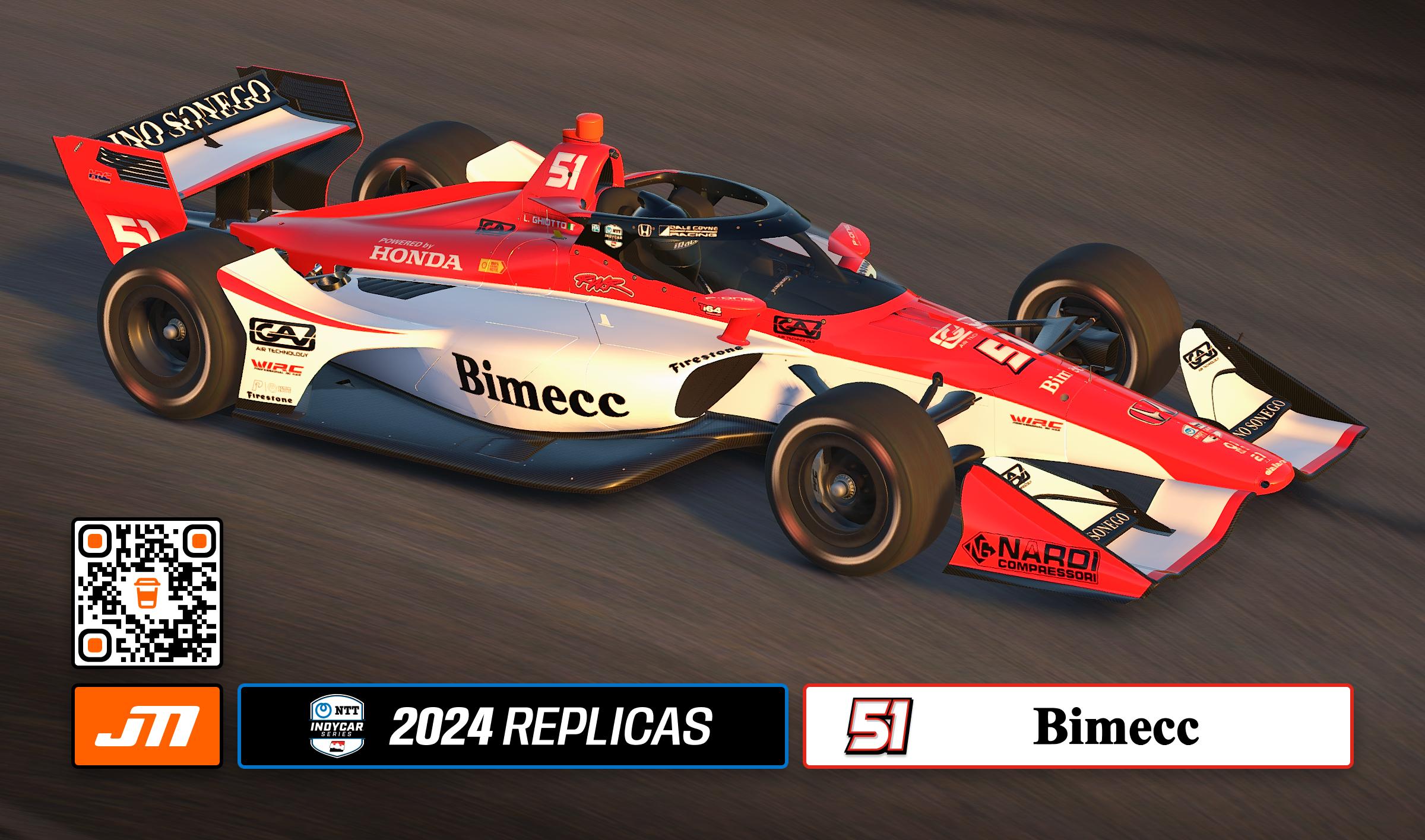 2024 Luca Ghiotto #51 Bimecc IndyCar with Custom Number by Jeff McKeand ...