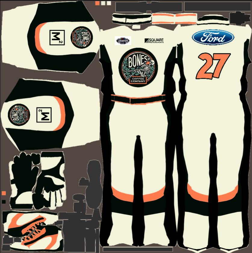 Bones Coffee #27 Ford NASCAR Legends Suit by Caolan D. - Trading Paints