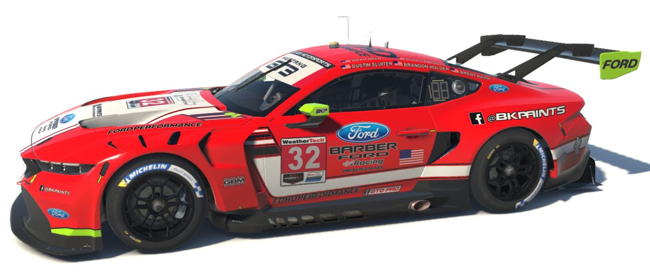 Ford Mustang GT3 BARBER FORD BKP V1 RED by Dustin Sluiter2 - Trading Paints