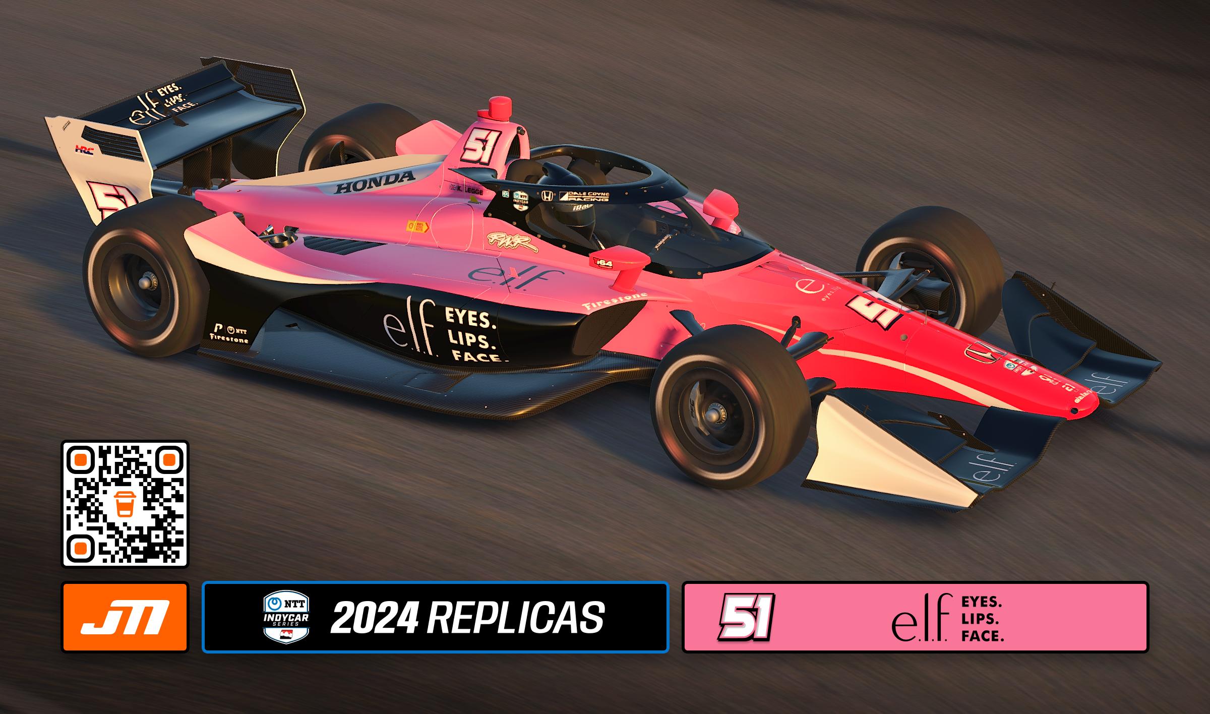 2024 Katherine Legge #51 e.l.f. Cosmetics IndyCar with Custom Number by ...