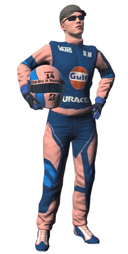 Mort Blue Pink White Helmet by Sam Mort - Trading Paints