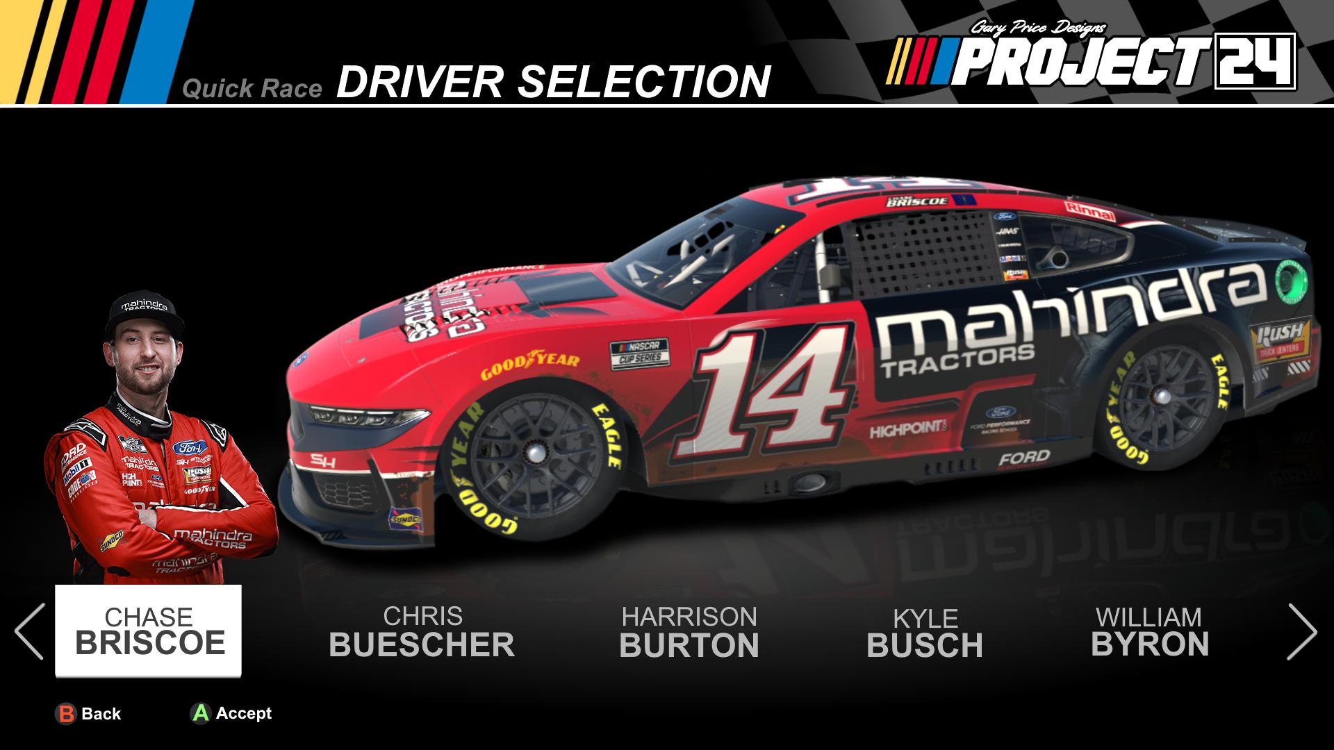 Chase Briscoe 2024 Mahindra Mustang - PROJECT24 by Gary P. - Trading Paints