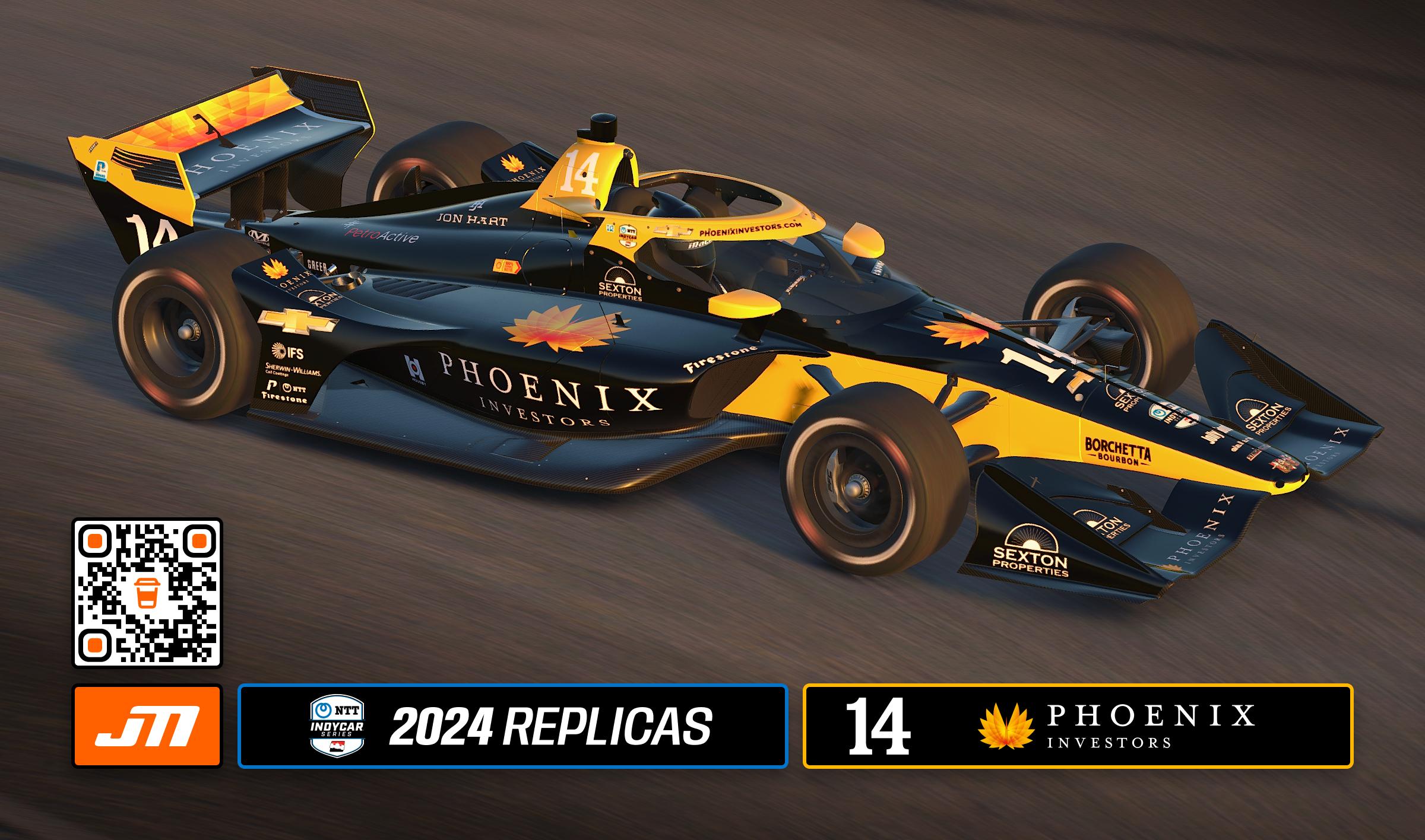 2024 Santino Ferrucci #14 Phoenix Investors IndyCar with Custom Number ...