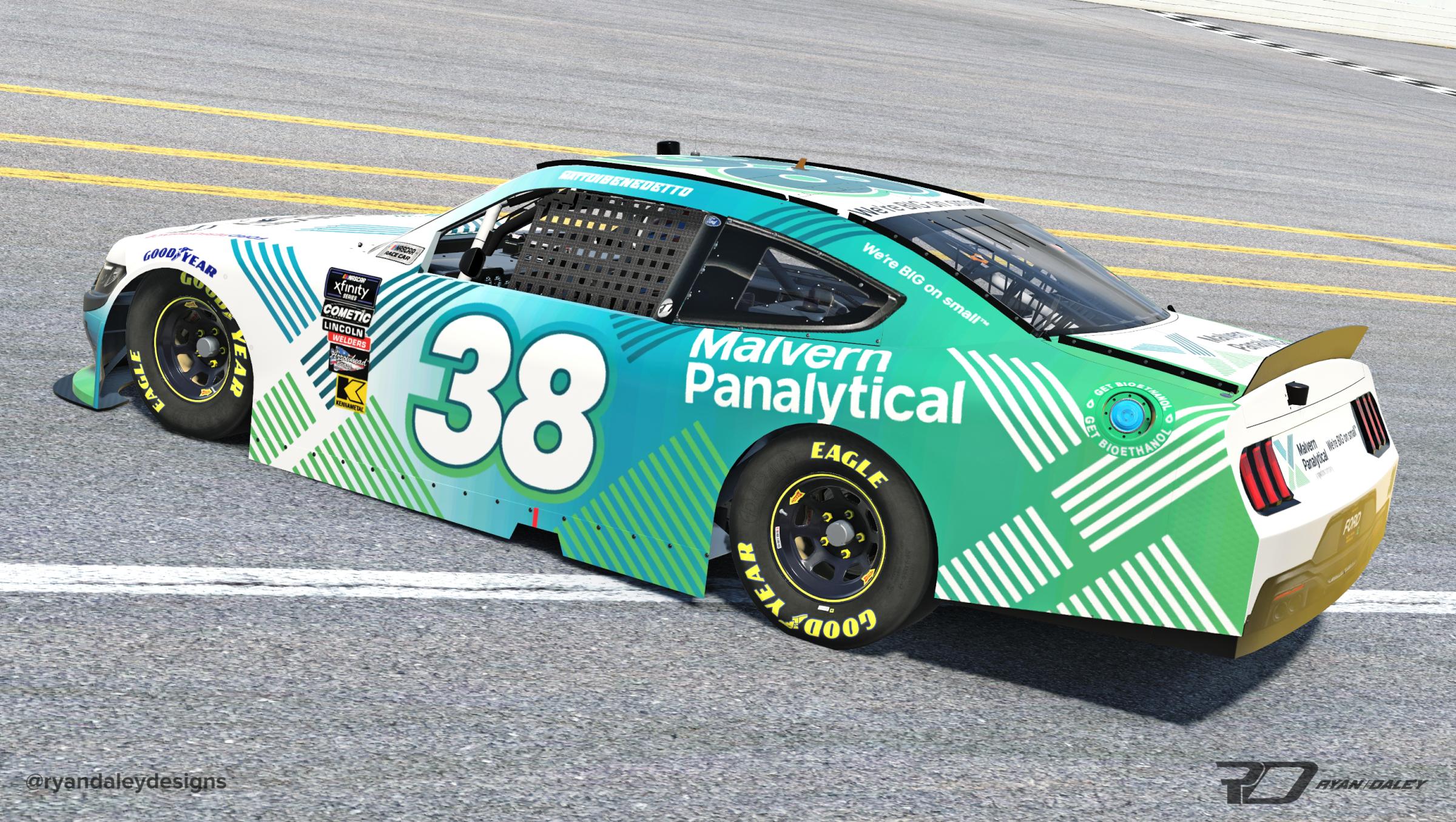 Official 2024 #38 Matt Dibenedetto Malvern Panalytical With Numbers by Ryan Daley - Trading Paints
