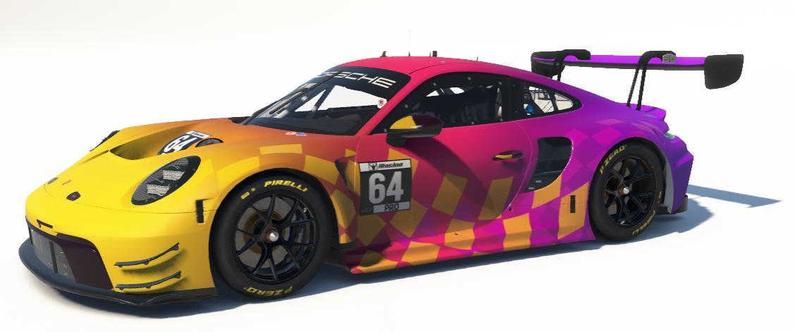 Retrowave Sunset Porsche 911 GT3 R by Heather J. - Trading Paints