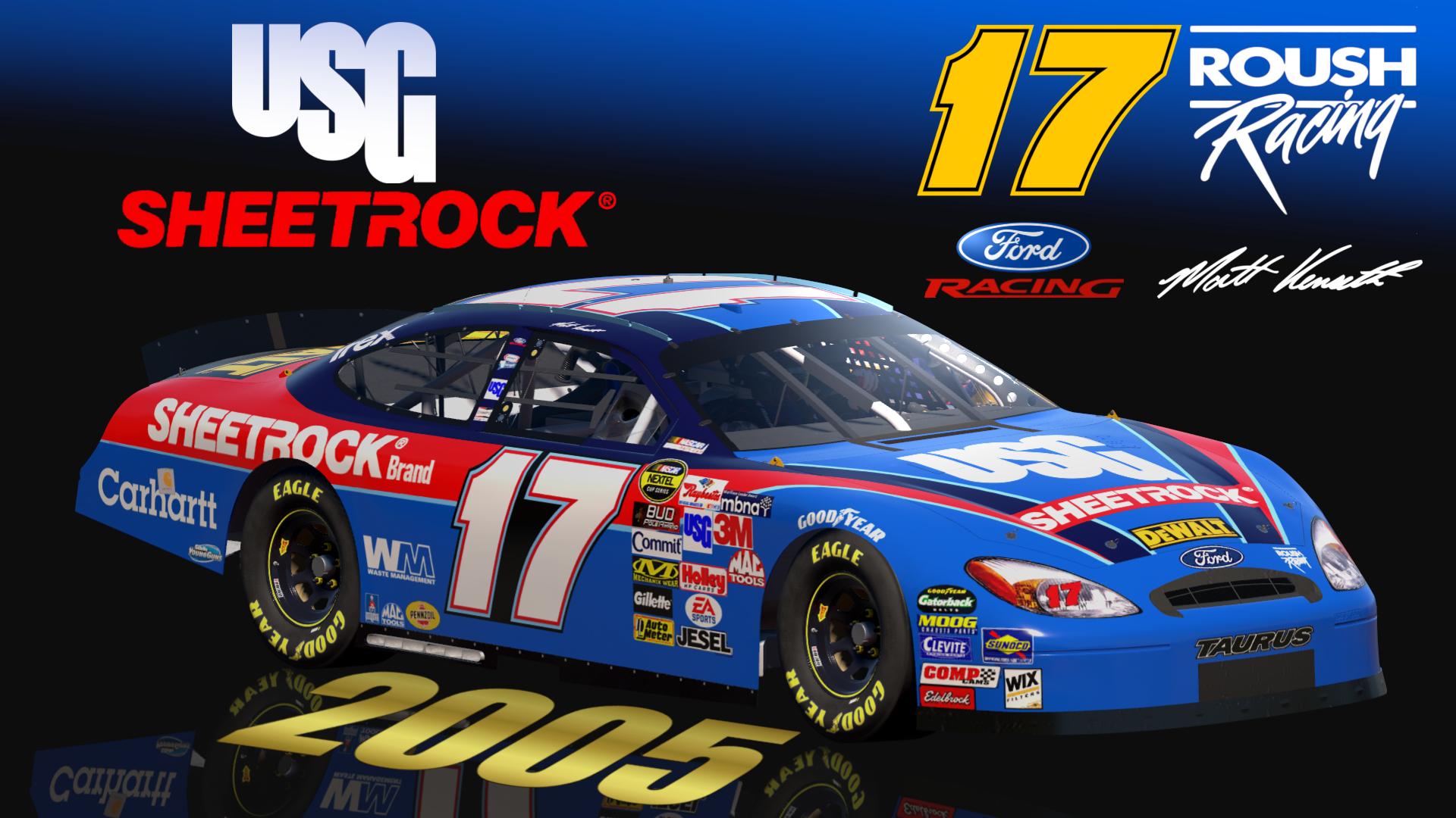 2005 #17 Matt Kenseth USG Sheetrock v1 Ford Taurus Sim Stamped Number ...