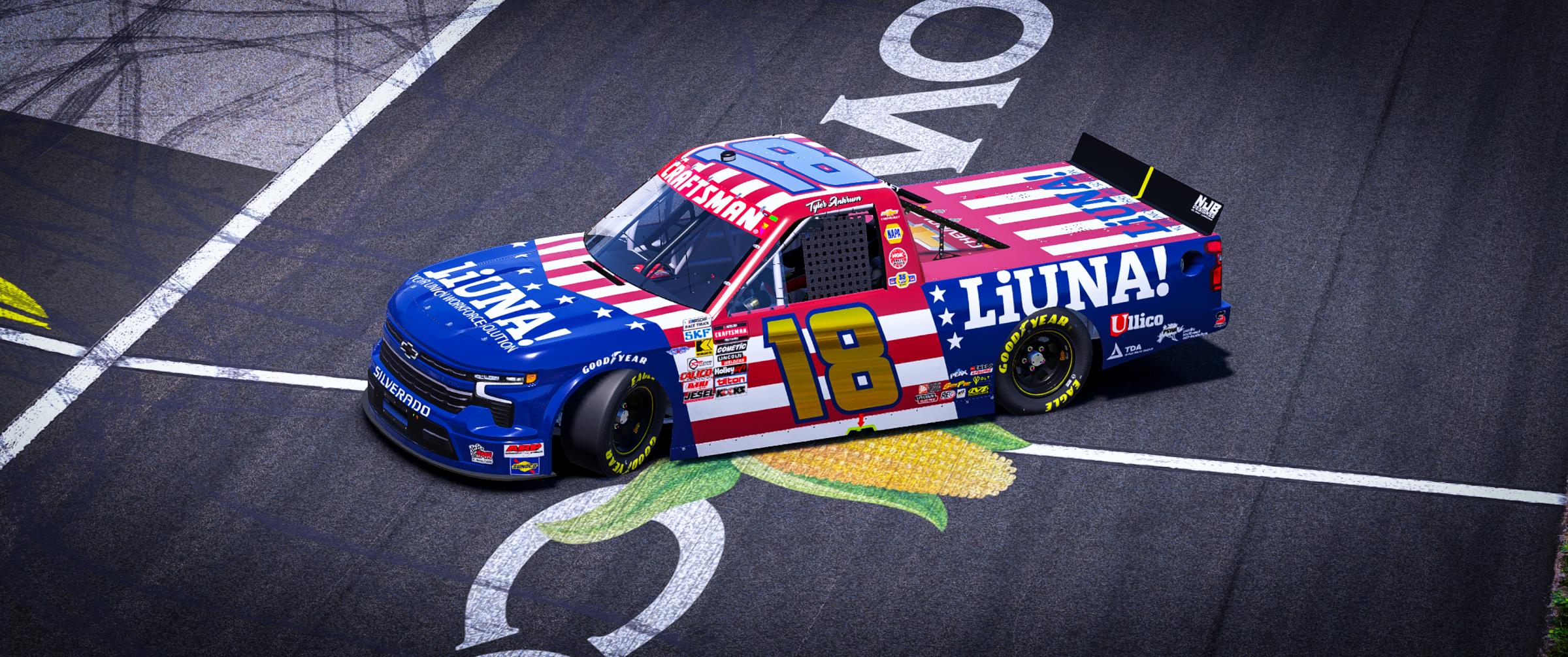 #18 2025 Tyler Ankrum LIUNA Throwback Bill McAnally Racing Sim Stamp by ...