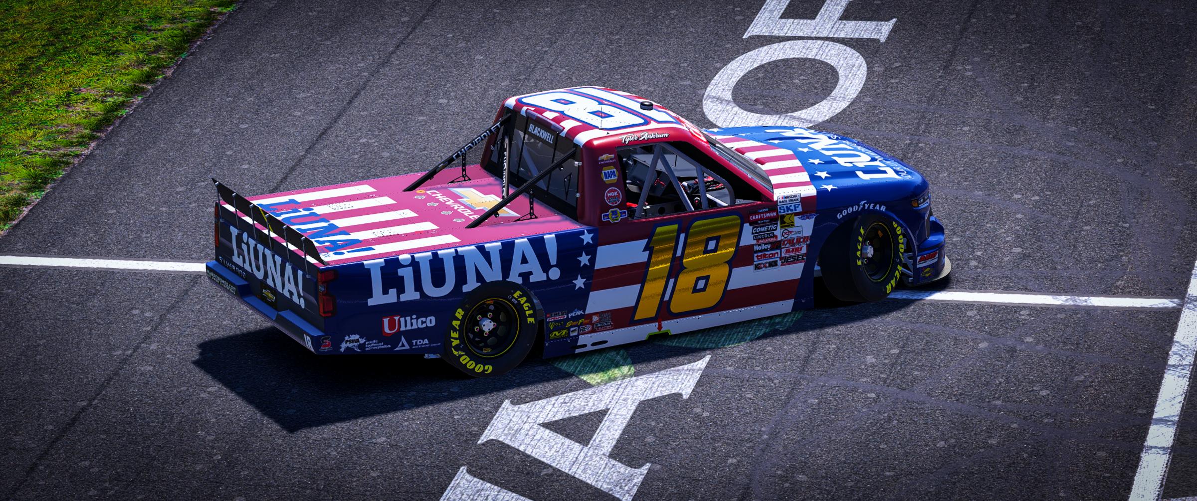 #18 2025 Tyler Ankrum LIUNA Throwback Bill McAnally Racing Sim Stamp by ...